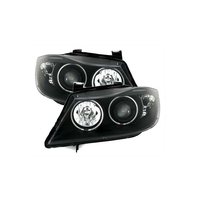 CCFL Angel Eyes Scheinwerfer Schwarz BMW E91 inkl. E-Prüfzeichen